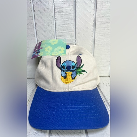 Disney | Accessories | Disney Stitch Cream Cap With Blue Accents | Poshmark